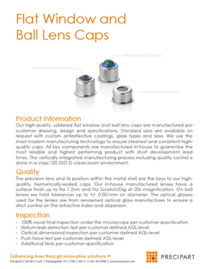 Precipart Flat Window and Ball Lens Caps Data Sheet Download - Thank You